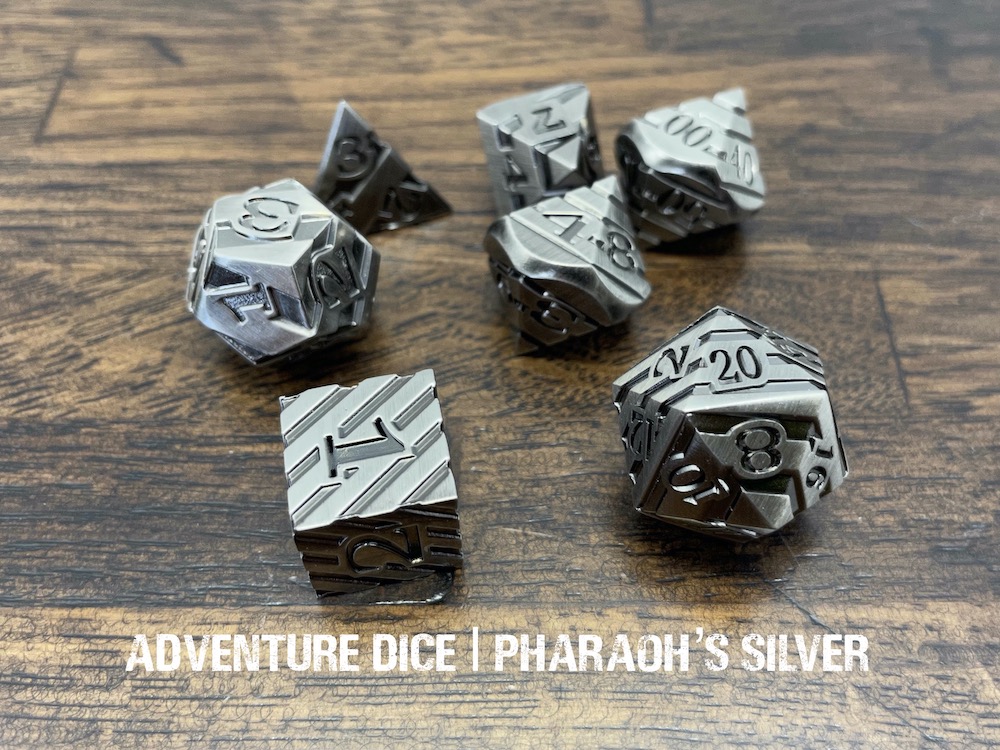 Pharaoh’s Silver metal dice set – Adventure Dice
