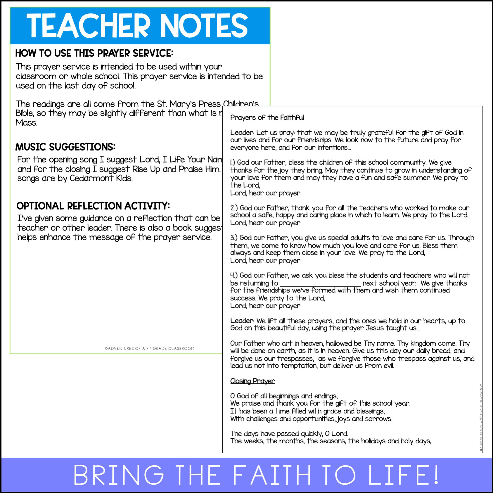 End of Year Prayer Service | Catholic – Adventures of a 4th Grade Classroom