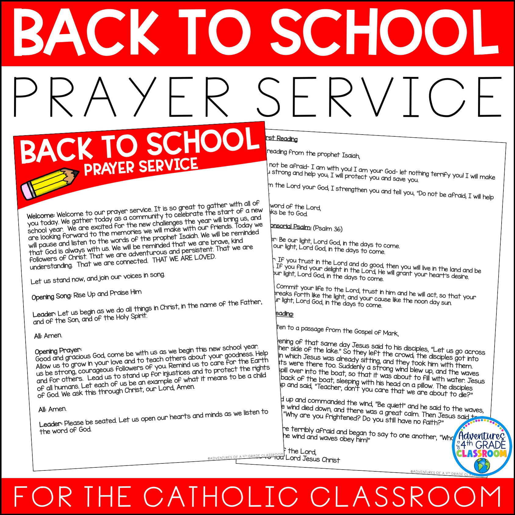 Back to School Prayer Service – Adventures of a 4th Grade Classroom