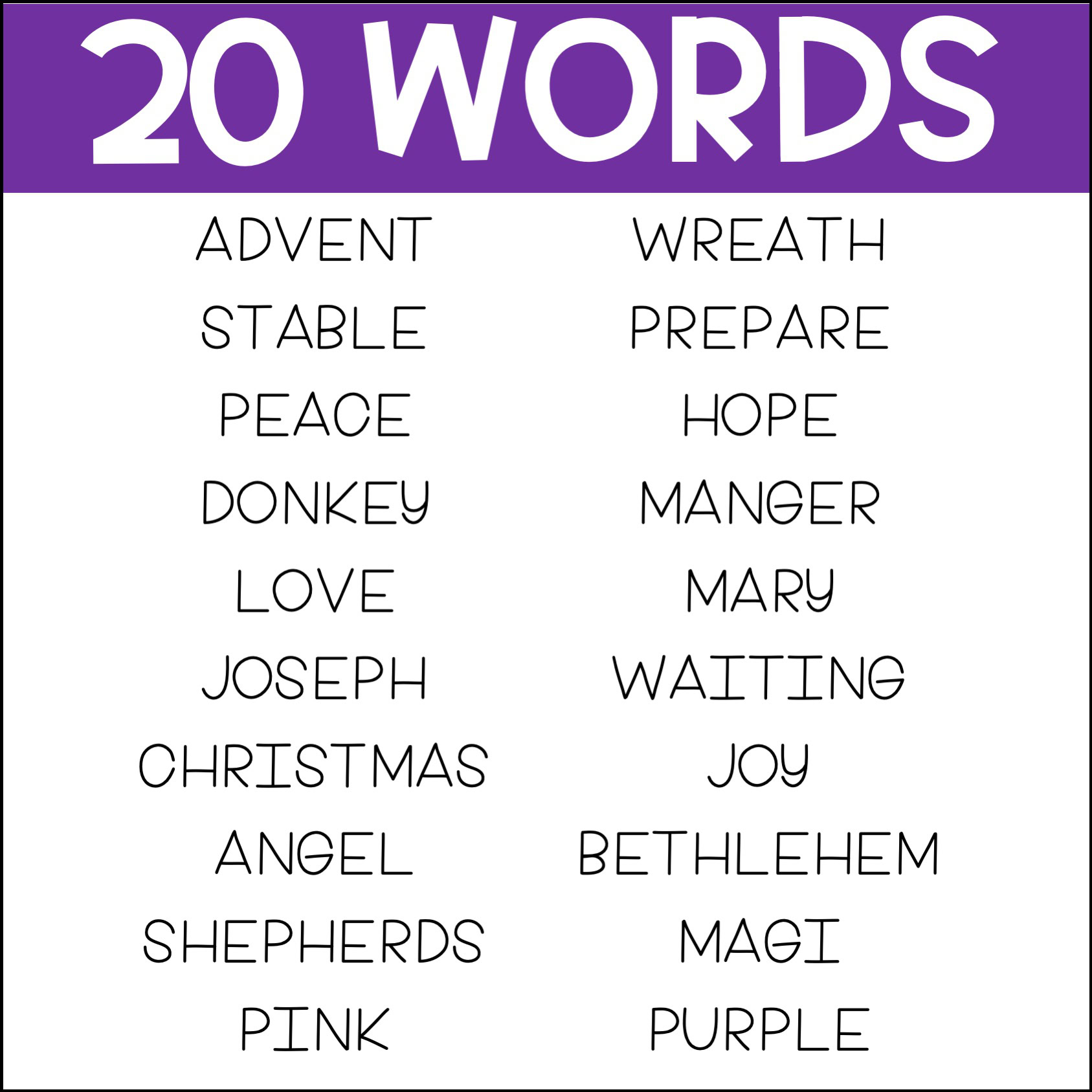 Advent Catholic Vocabulary Word Wall – Adventures of a 4th Grade Classroom