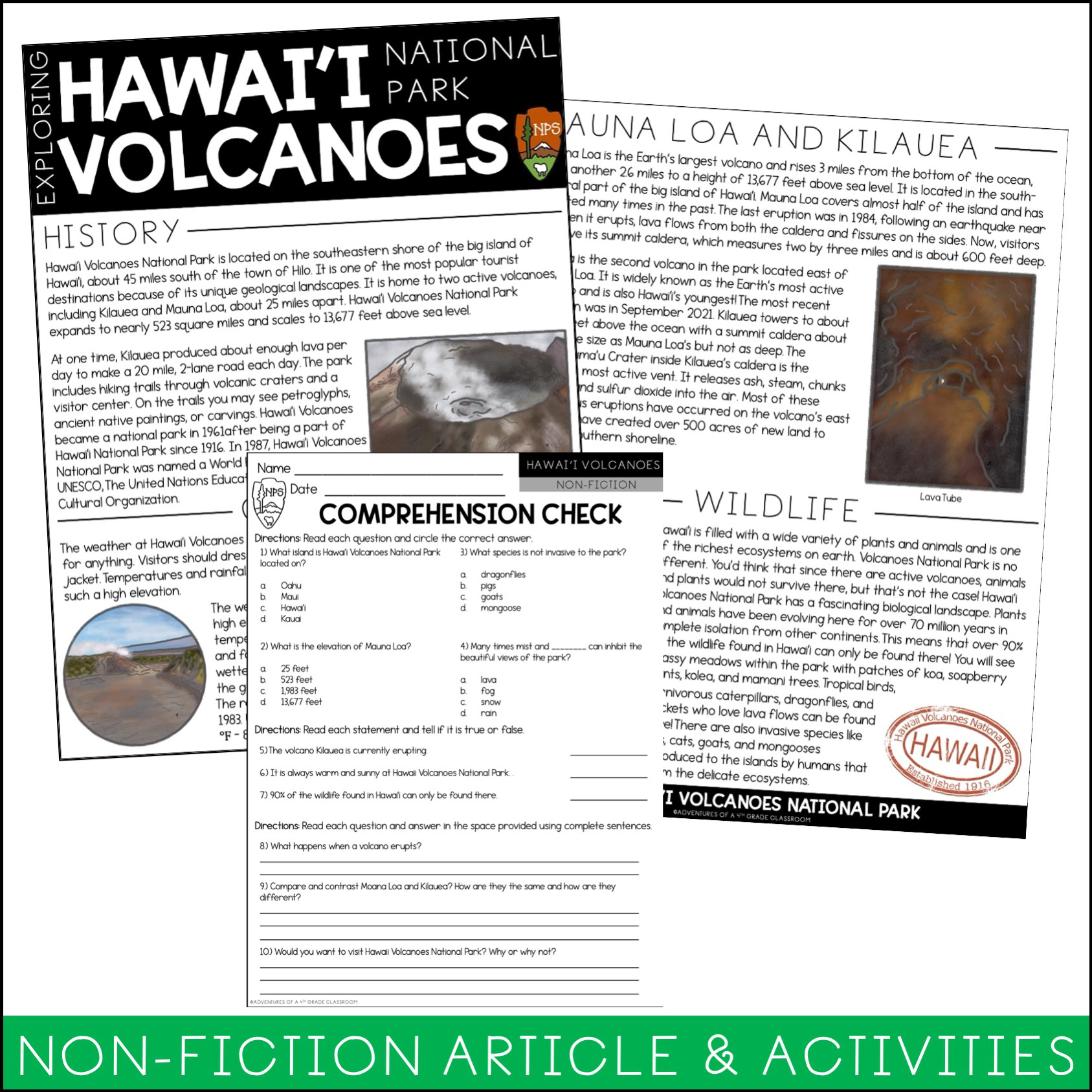 Hawaii Volcanoes National Park | Reading Comprehension – Adventures of ...