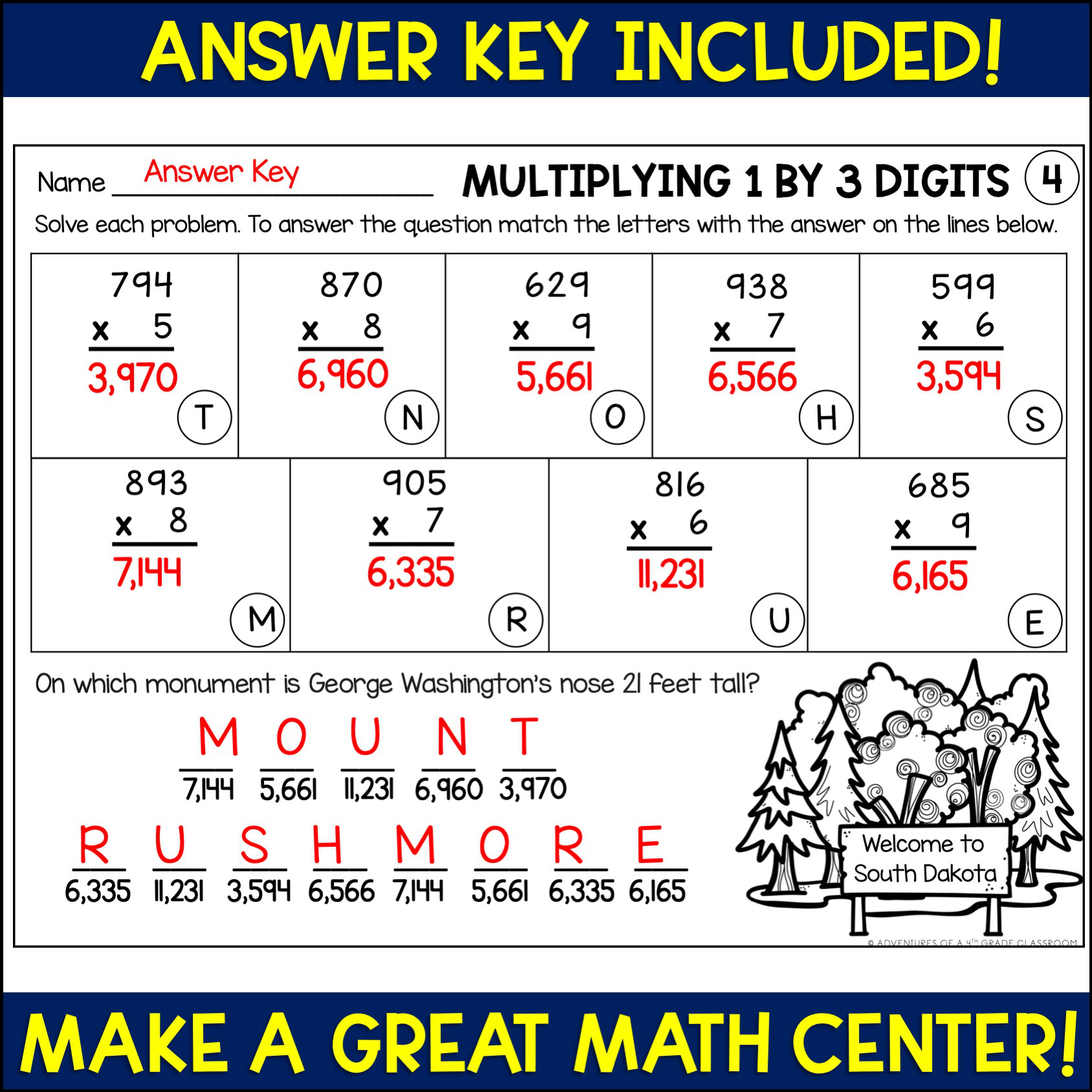 Multiplying by 1 Digit Numbers | Review Puzzles – Adventures of a 4th ...
