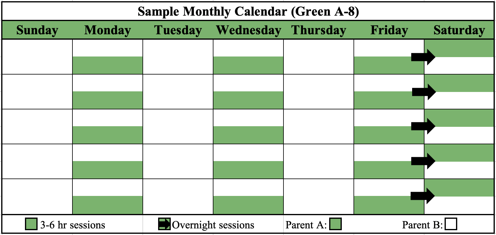 Green General Time-Sharing Schedule A-8 – Parenting Plans