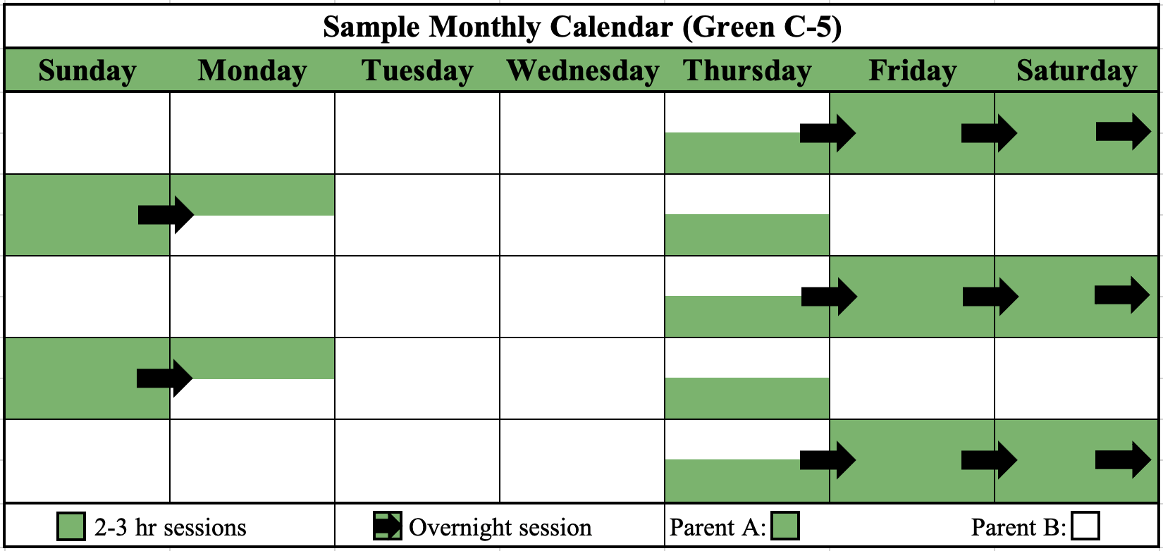 Green General Time-Sharing Schedule C-5 – Parenting Plans