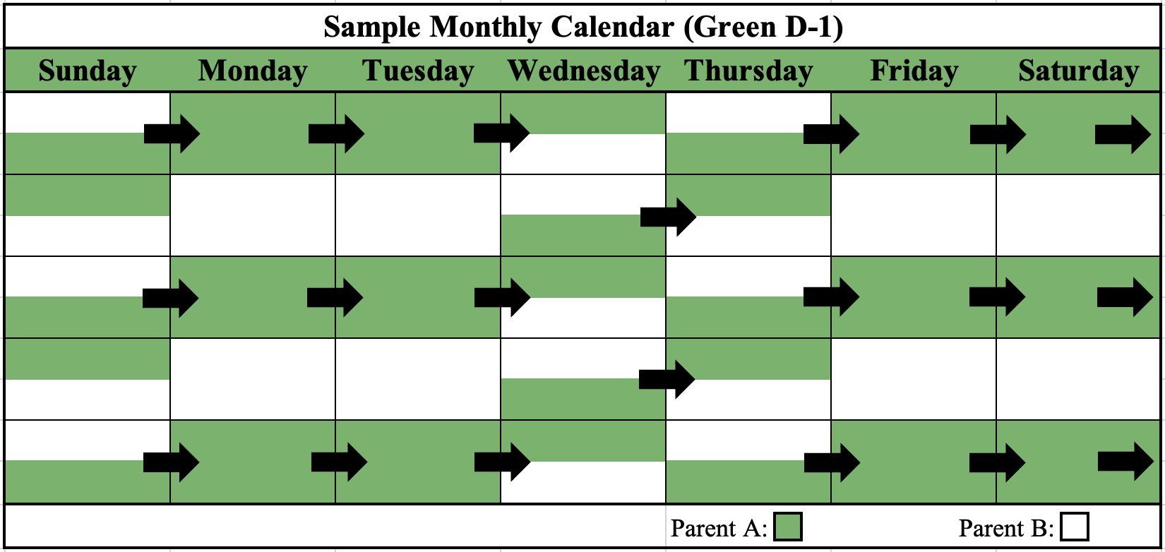Green General Time-Sharing Schedule D-1 – Parenting Plans