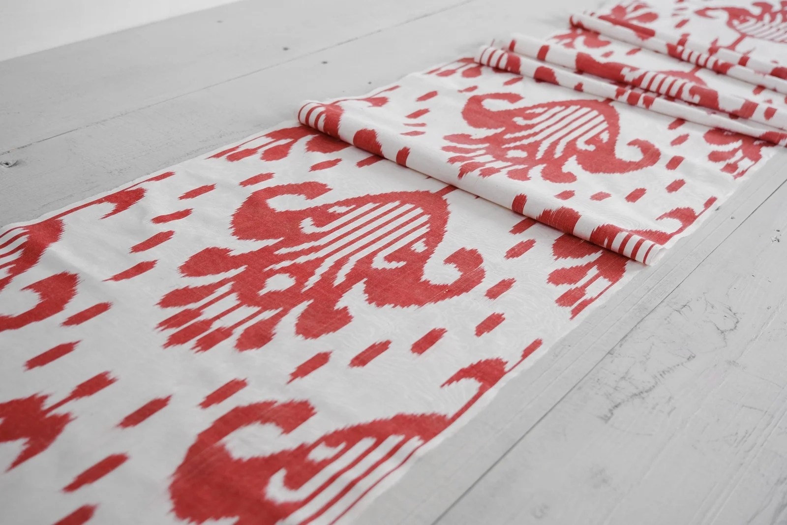 Red Ikat Pattern Fabric - Designer Upholstery Fabrics | Handicraft ...