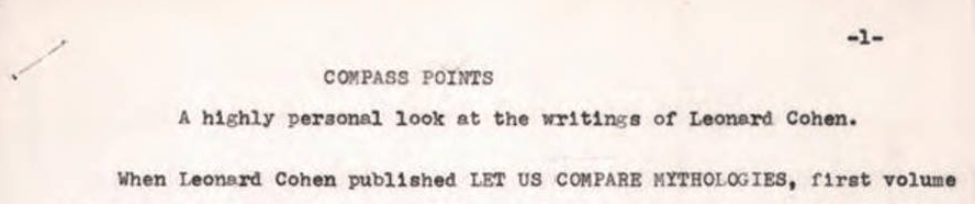 Al Purdy's "Highly Personal Look At The Writings Of Leonard Cohen" 1964 ...