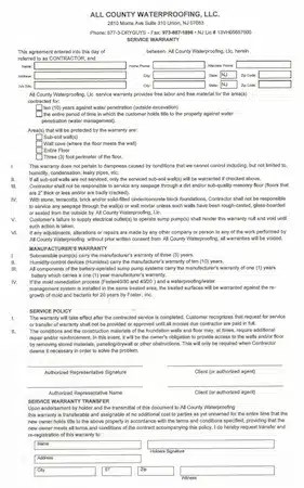 Warranty | New Jersey Basement Waterproofing | All County Waterproofing