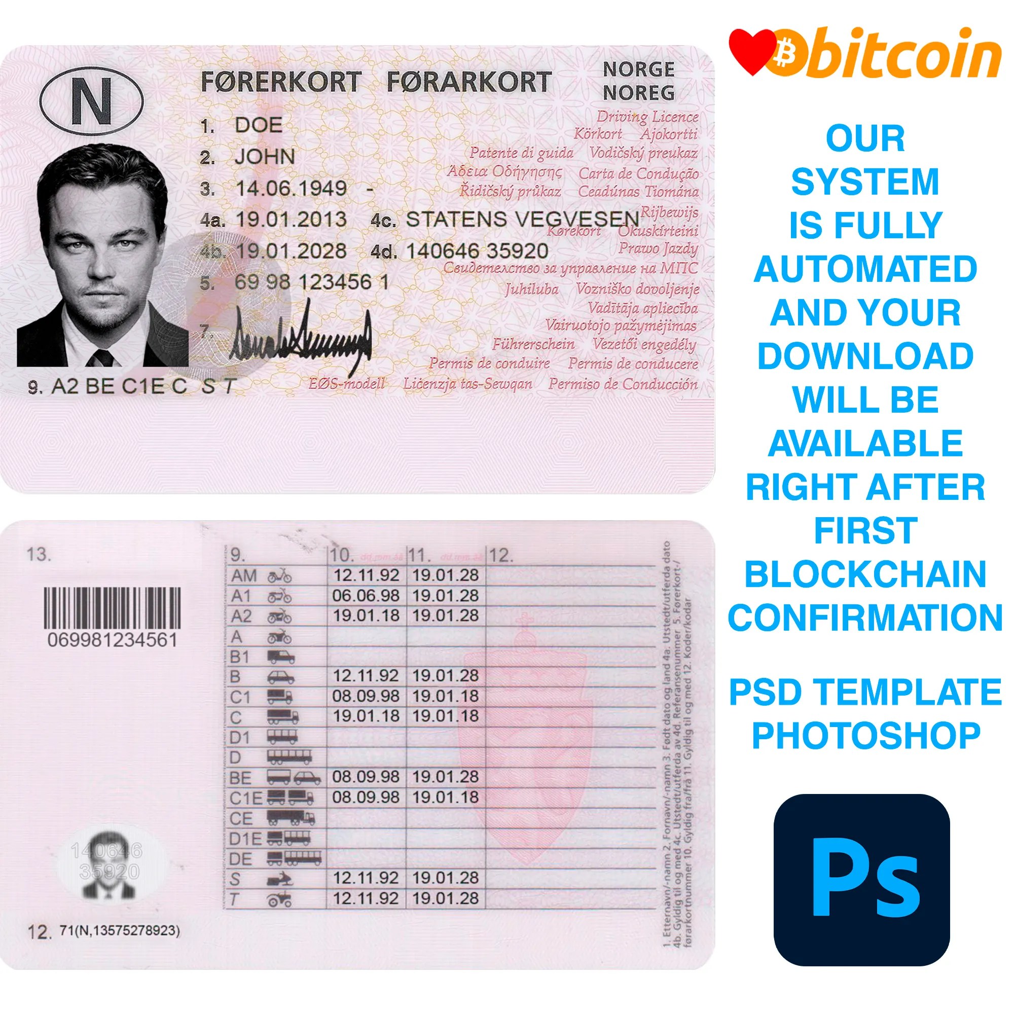 Norway Driver License Template - ALL PSD TEMPLATES