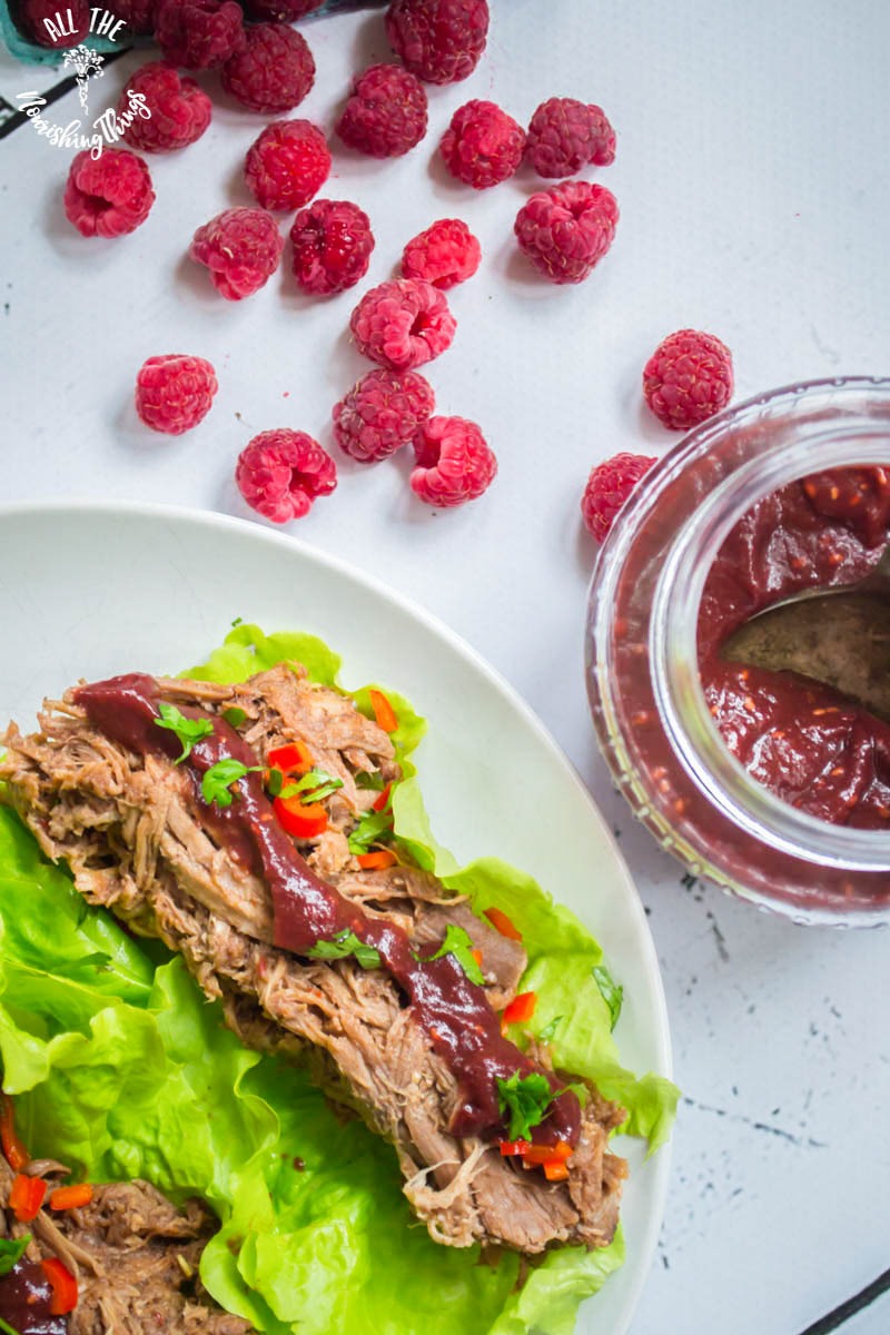 Instant Pot Raspberry Chipotle Pulled Pork (paleo, keto, THM:S)