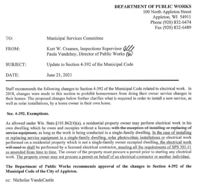 Item Updating The Language Of The Municipal Code Regarding Electrical ...