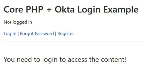 Core PHP + Okta Login Example - Victim of Success