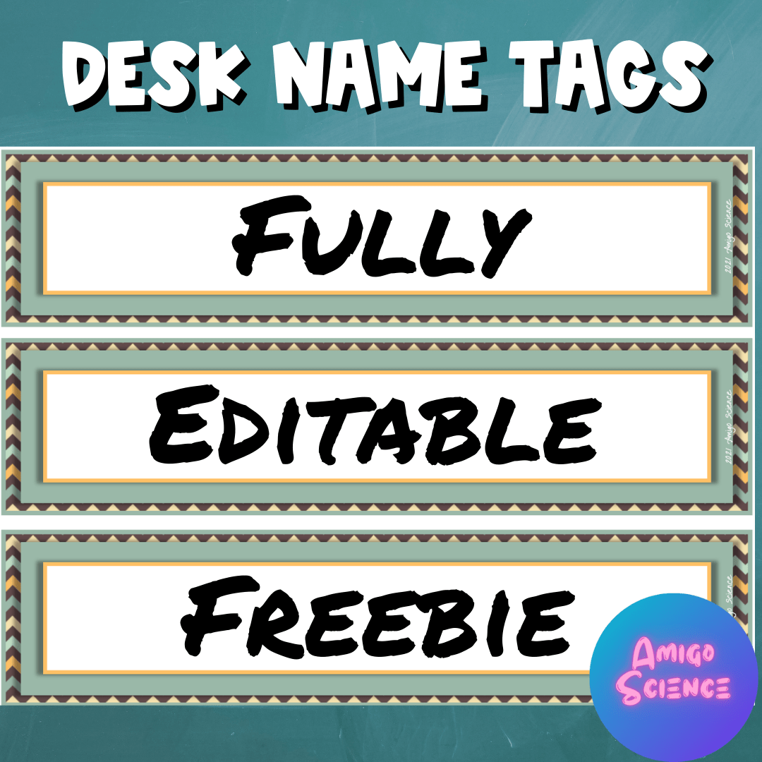 Editable Desk Name Tag Freebie - Amigo Science