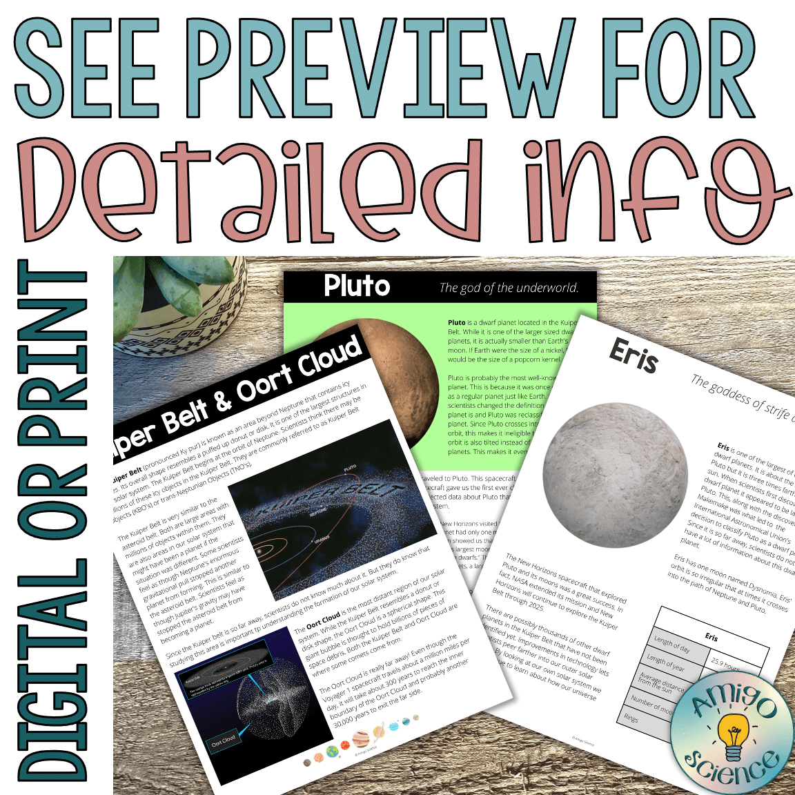 Dwarf Planets Lesson in Digital and Print - Amigo Science