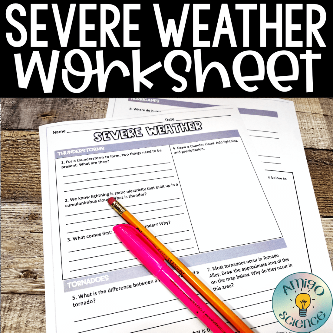 Severe Weather Worksheet Freebie! - Amigo Science