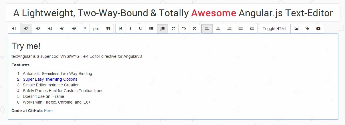 Lightweight & Awesome AngularJS WYSIWYG Text Editor | Angular Script