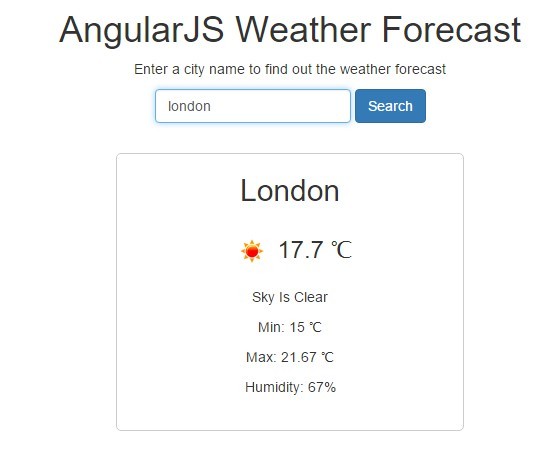 Simple Weather Forecast AngularJS App | Angular Script