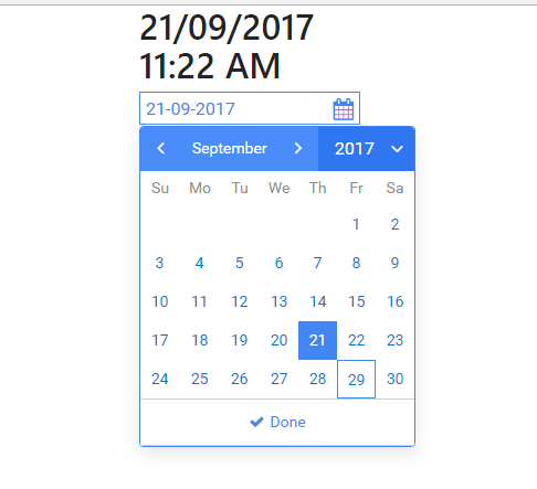 Small Clean Date Picker For Angular 2+ | Angular Script