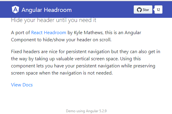 Shown/Hide Header When Needed - ngx-headroom | Angular Script