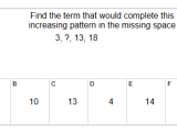 Patterning Missing From Increasing Arithmetic Number Pattern Level 2