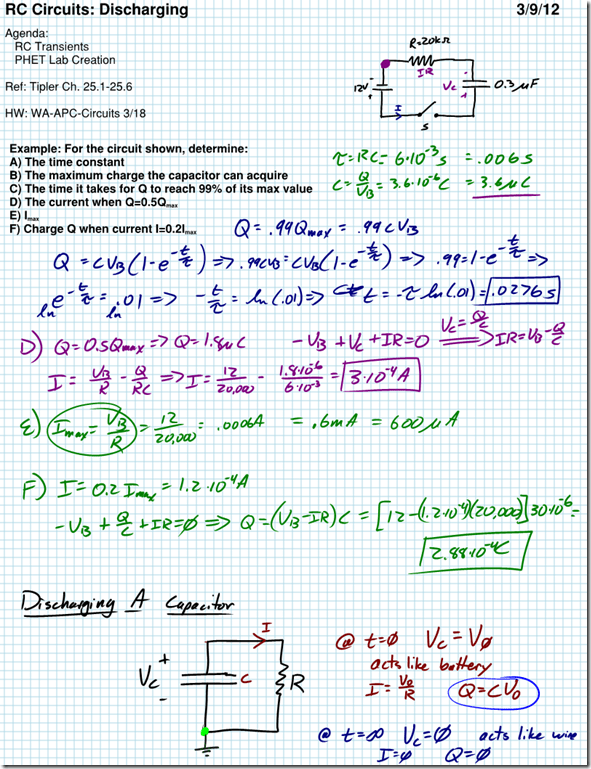 Charging And Discharging A Capacitor In An R C Circuit Equations ...