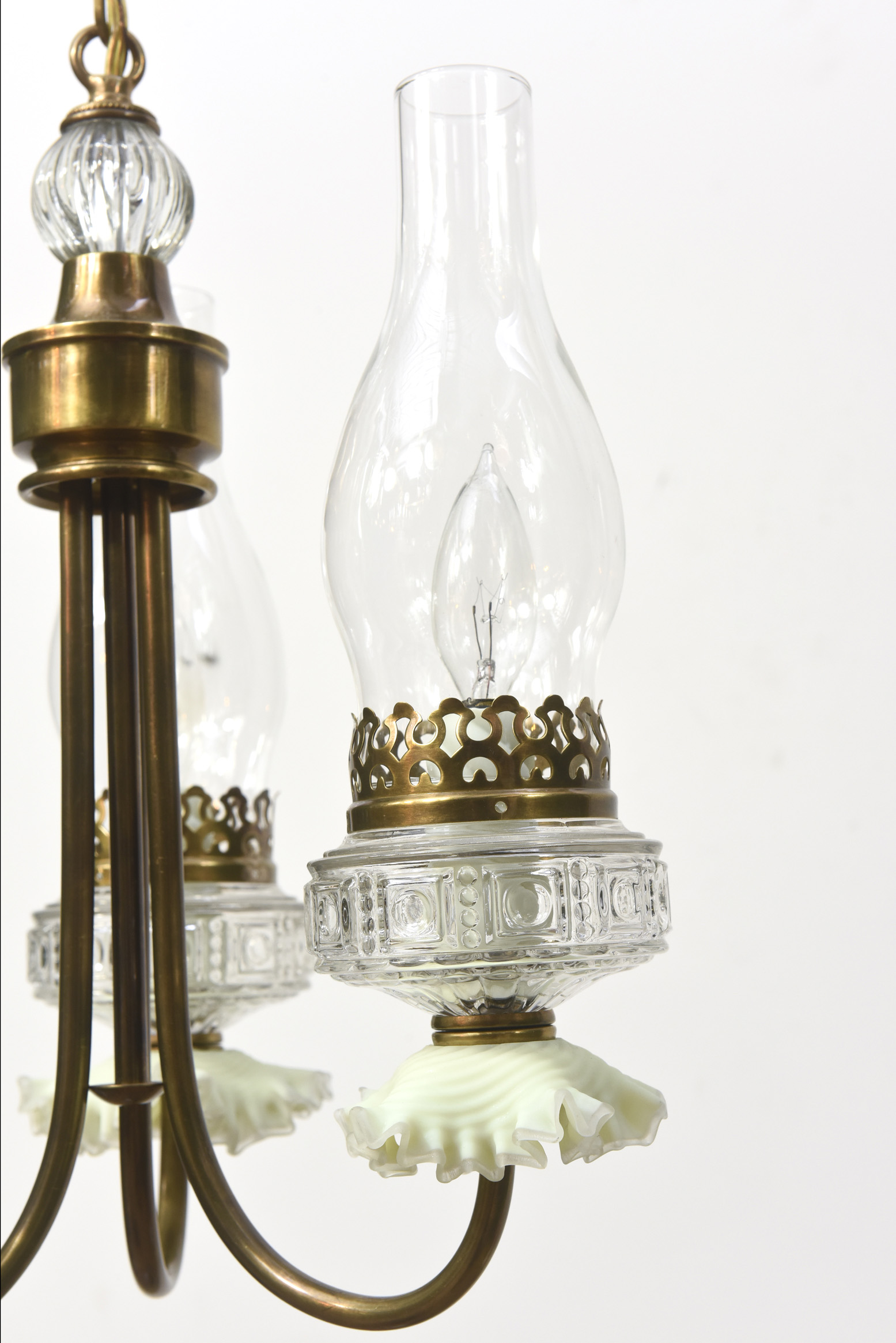 Three Light Vintage Oil style Chandelier – Appleton Antique Lighting