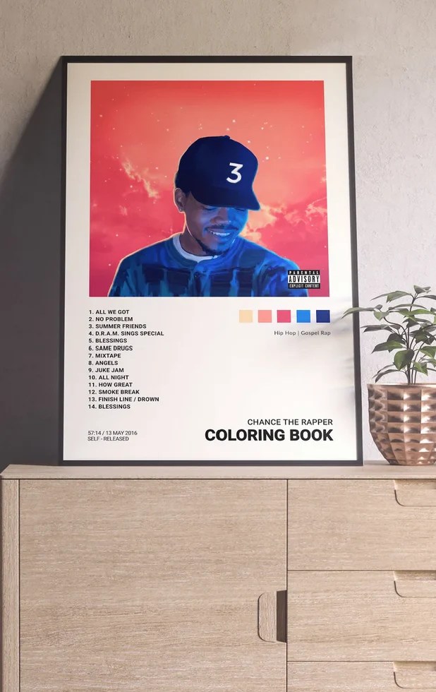 Coloring Book Chance The Rapper Poster Album Cover Art Personalize