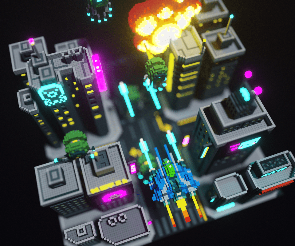Voxels / Shmup – Army of trolls
