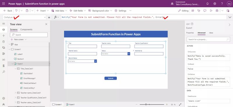Powerapps SubmitForm and ResetForm functions