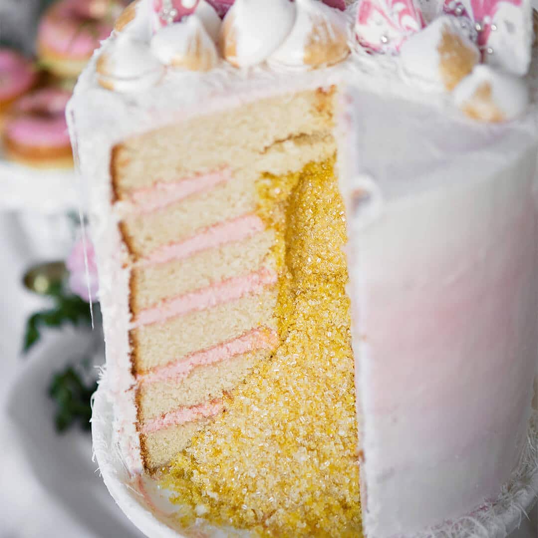 Watercolored Buttercream Edible Sugar Crystal "Glitter" Filled Cake ...