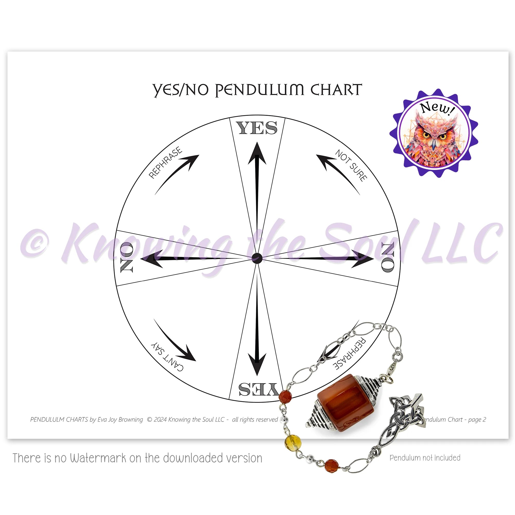 Printable Yes No Pendulum Chart Digital Download Ask Your Pendulum