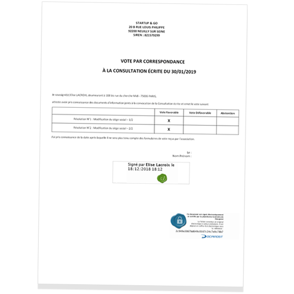 Consultation écrite Easyquorum Wolters Kluwer