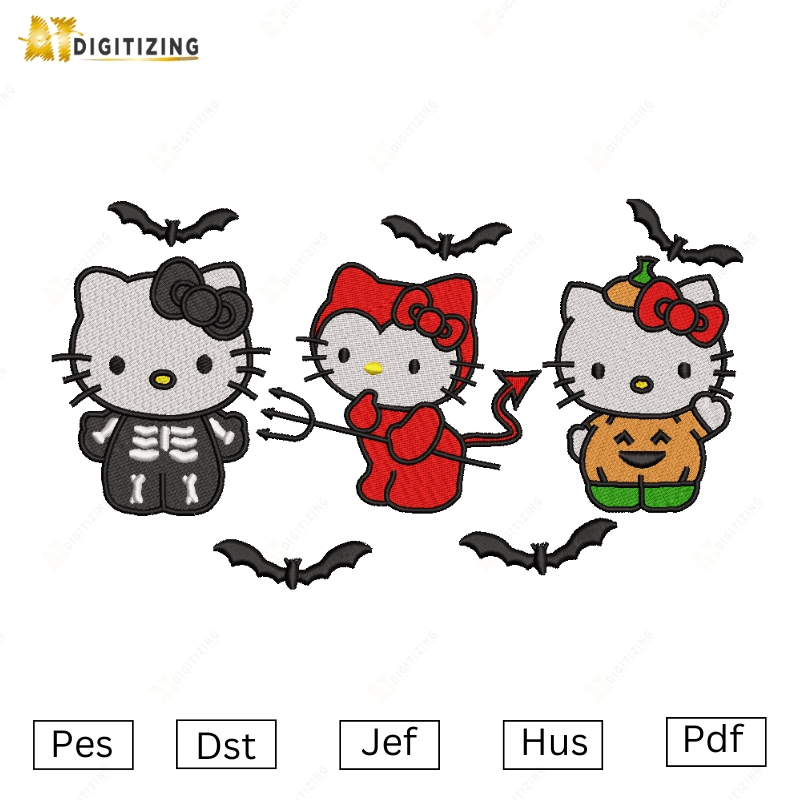 Halloween Hello kitty Embroidery Designs - Dst, Pes, Jef - AT ...