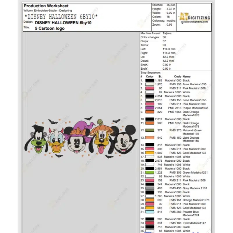 Disney Halloween Embroidery Designs- Dst, Pes, Jef - AT Embroidery ...