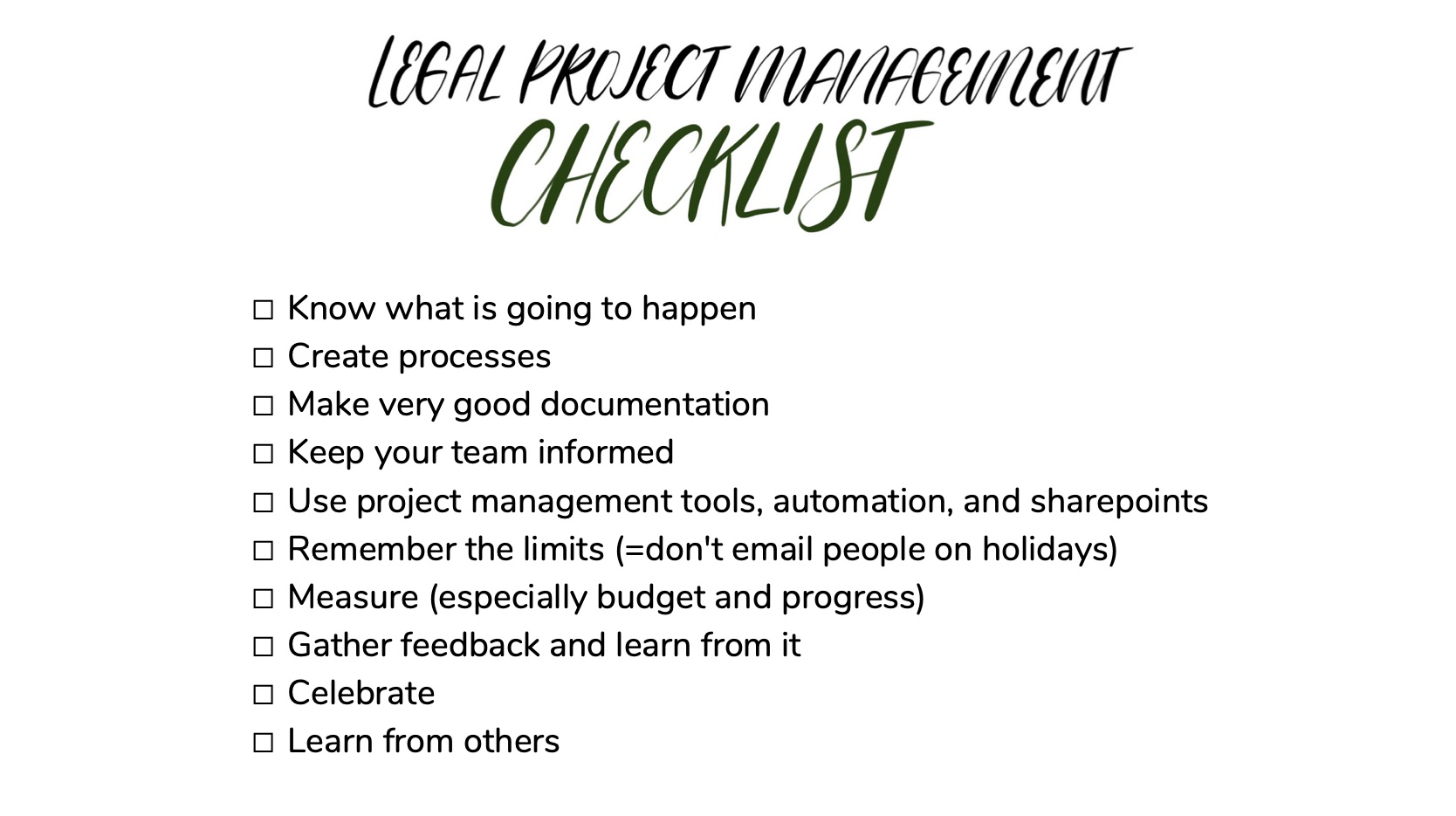How to be a great Legal Project Manager