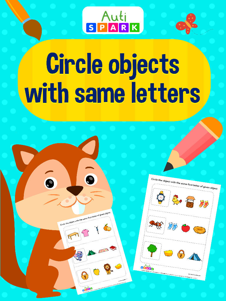 Circle Objects With Same Letters - Activity Workbook - AutiSpark
