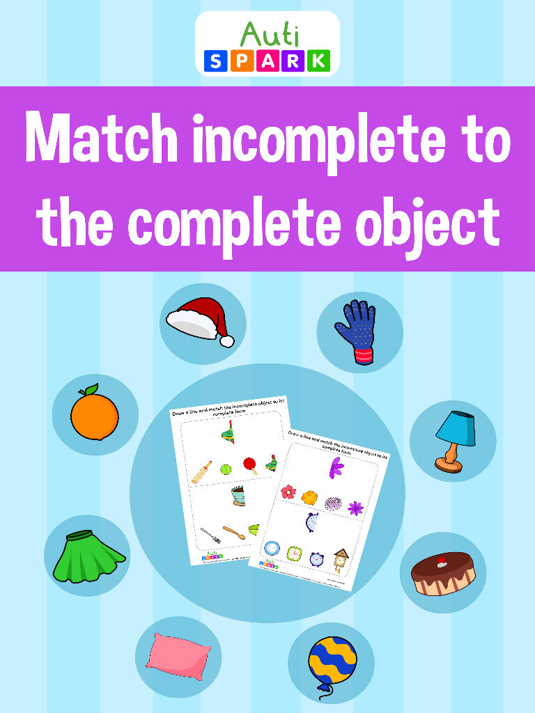 Match The Incomplete Object - Matching Workbook - AutiSpark