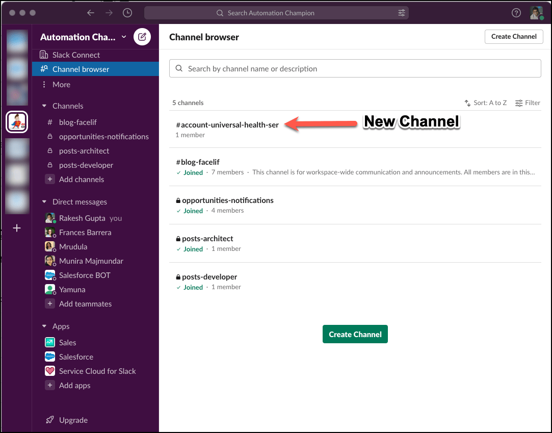 Create A Slack Channel Using Flow - Automation Champion