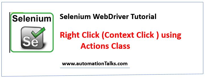 Right Click Context Click In Selenium