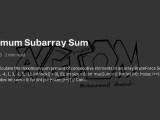 Maximum Subarray Sum