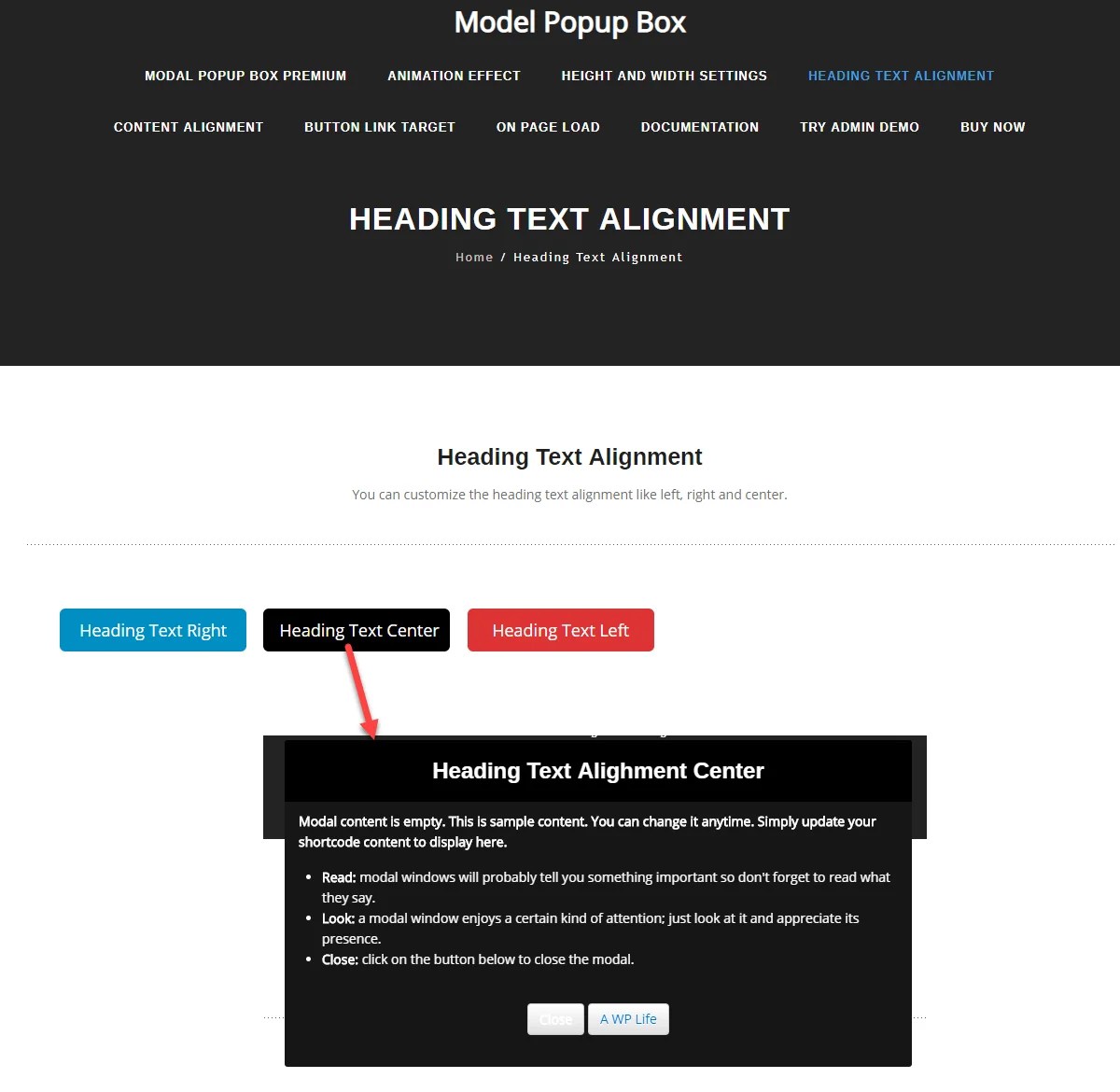 Modal Popup Box Wordpress Plugin - A WP Life Plugins & Themes