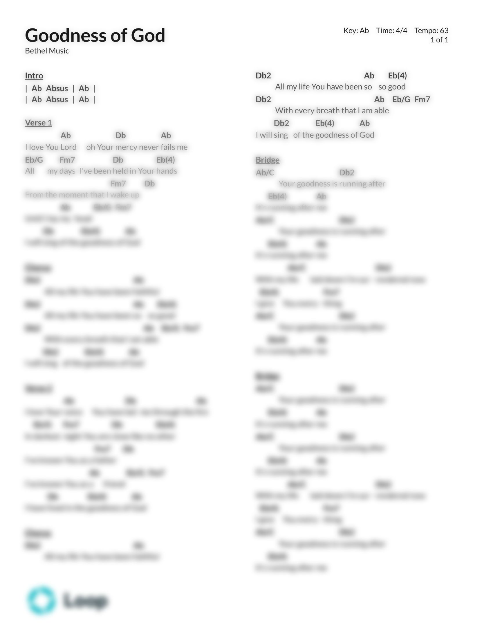 Goodness Of God Lyrics Bethel Music Chords Chordify God Of Revival