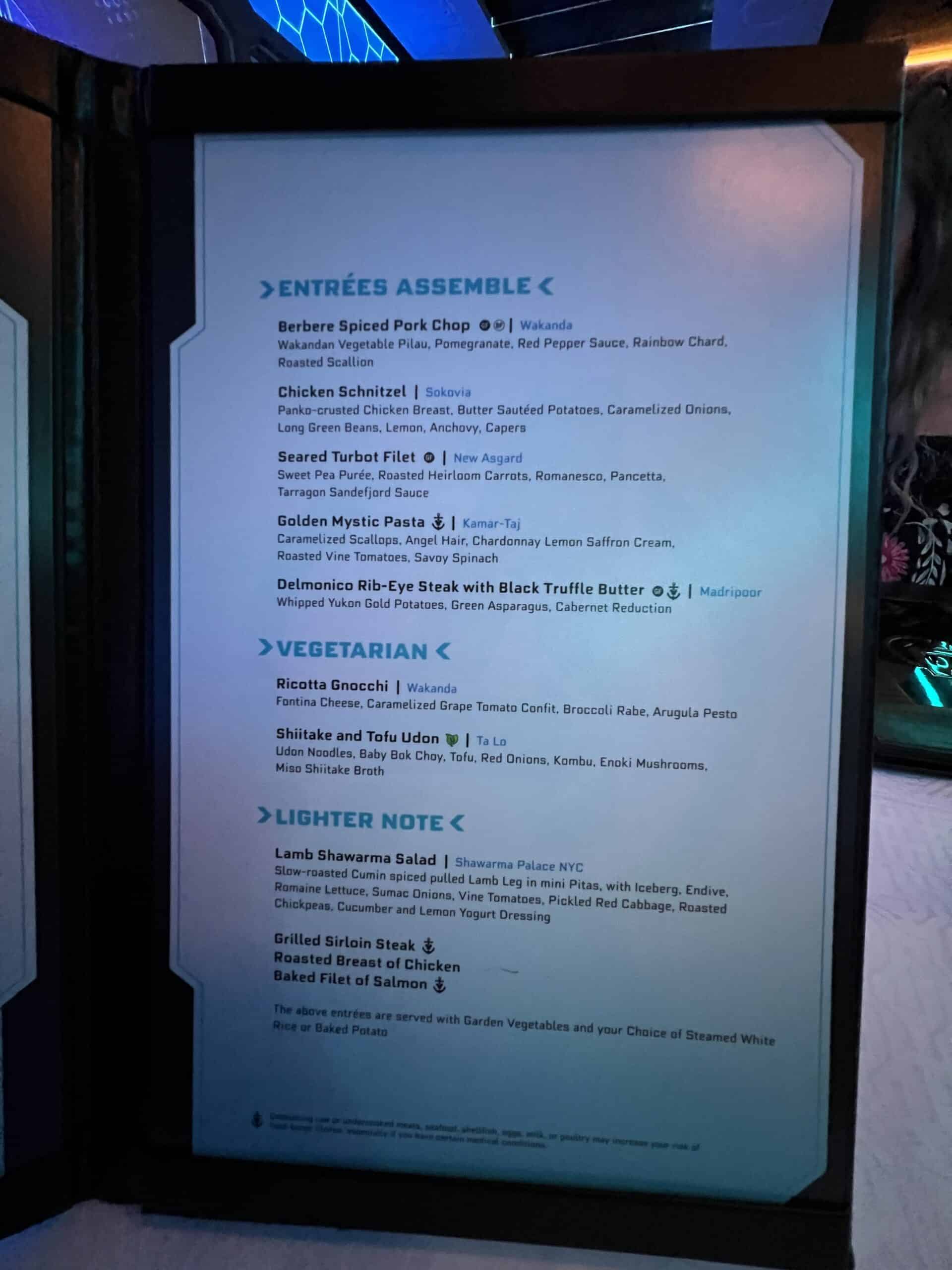 Disney Wish World Of Marvel Menu – Back to the Mouse