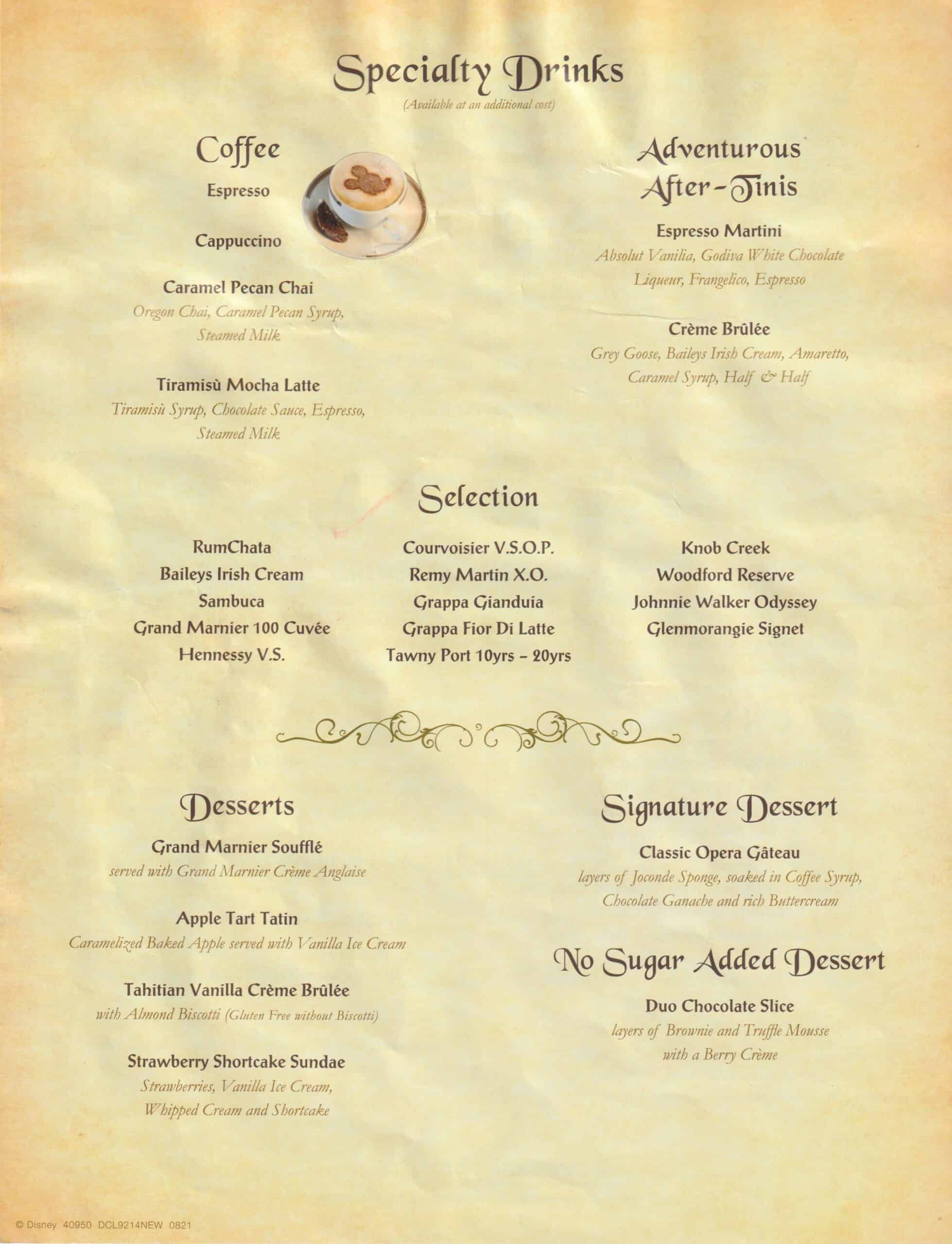 Disney Fantasy Royal Court Menu – Updated 2022 – Back to the Mouse