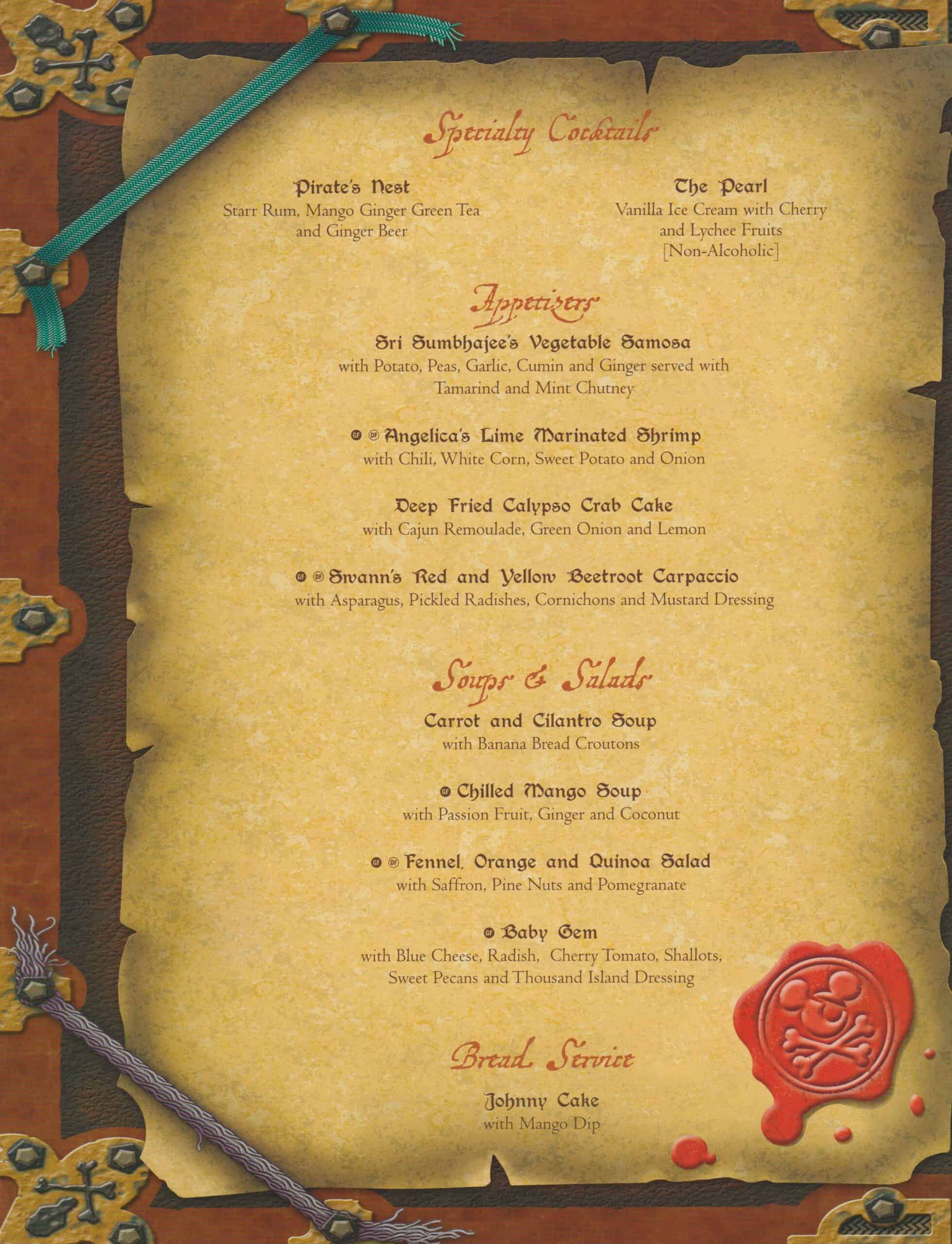 Disney Fantasy Pirate Night Menu – Updated 2022 – Back to the Mouse