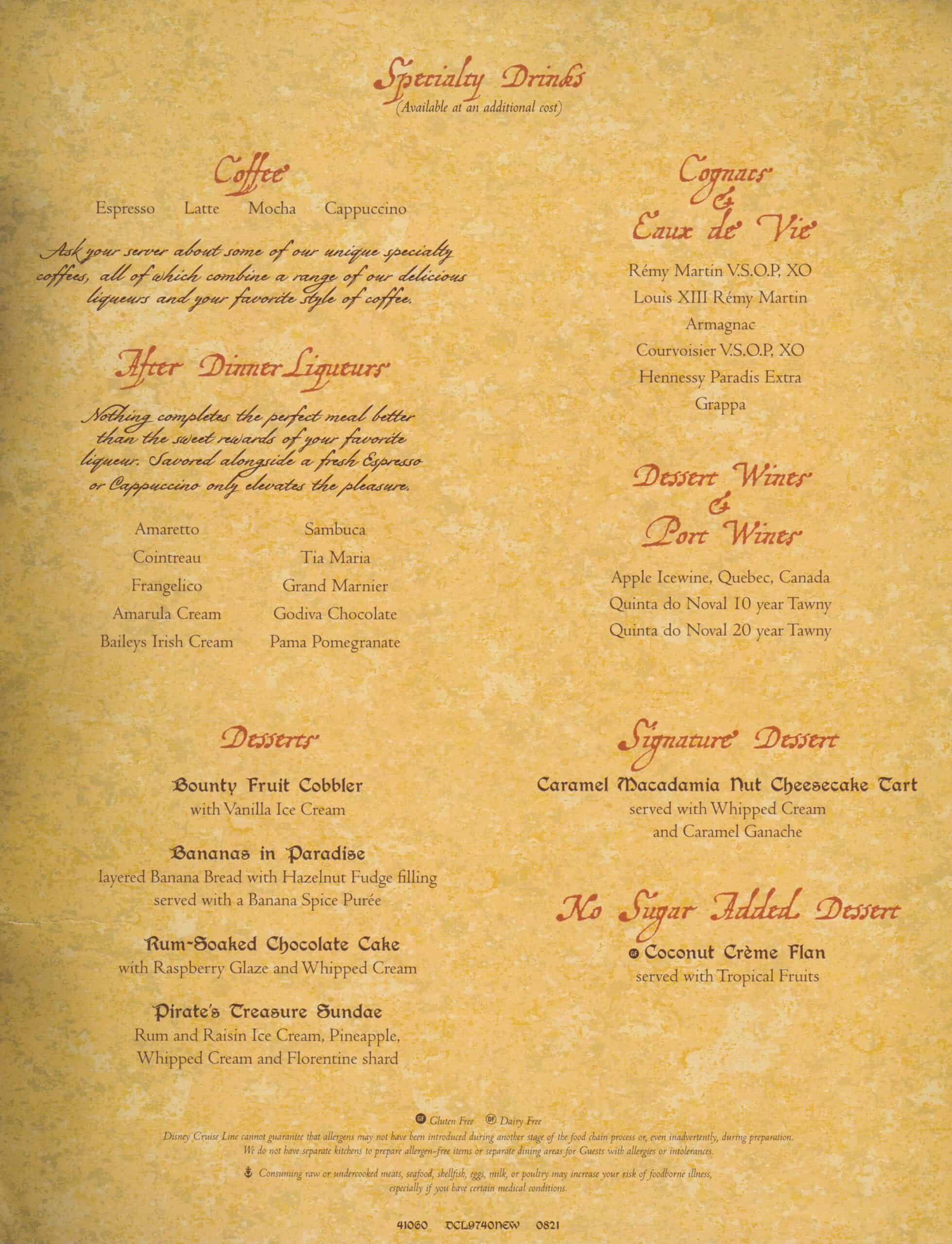 Disney Fantasy Pirate Night Menu – Updated 2022 – Back to the Mouse