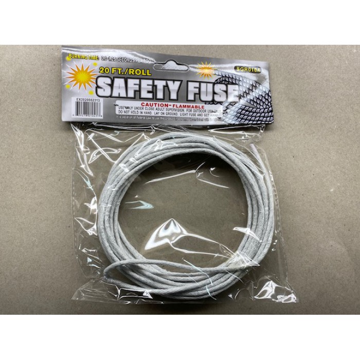 20' Super Fast White Safety Fuse - .3 - 1.2s per foot - Backyard Pyro