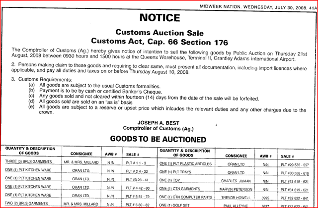 Comptroller Of Customs Should Have Refused Bid From Oran Limited ...