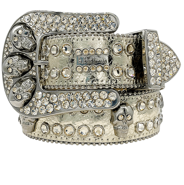 bb Simon Swarovski Crystals Italian Leather Belts Made in USA