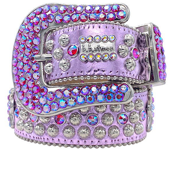 bb Simon Swarovski Crystals Italian Leather Belts Made in USA